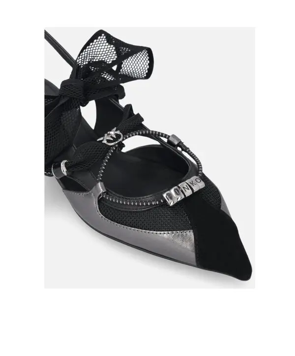 Pinko Bow Pointed Toe Slingback Pumps - Black