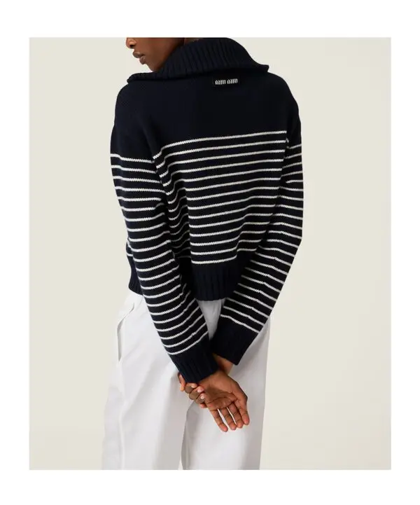 Miu Miu Striped Half-zip Knitted Jumper