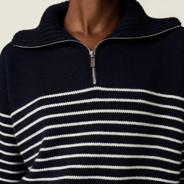 Miu Miu Striped Half-zip Knitted Jumper