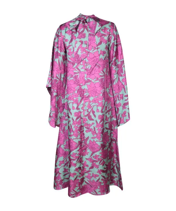 La DoubleJ Flared V-neck Printed Dress