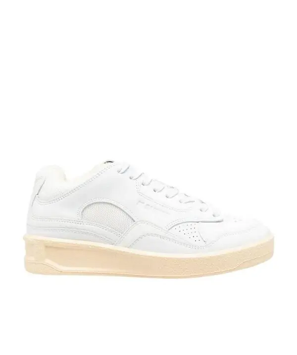 JIL SANDER Round Toe Lace-up Sneakers - White