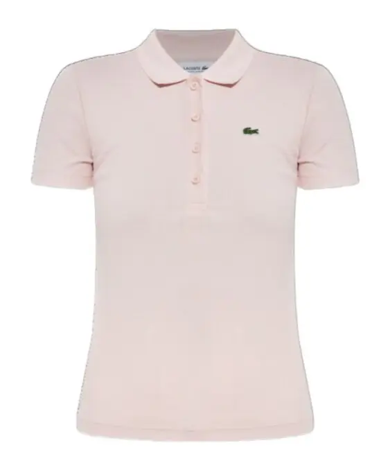Lacoste Ribbed Short Sleeve Polo Shirt With Button Closure And Logo - Pink