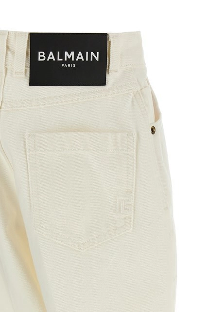 Balmain Straight-leg Denim Jeans With High Waist And Pb Embroidery