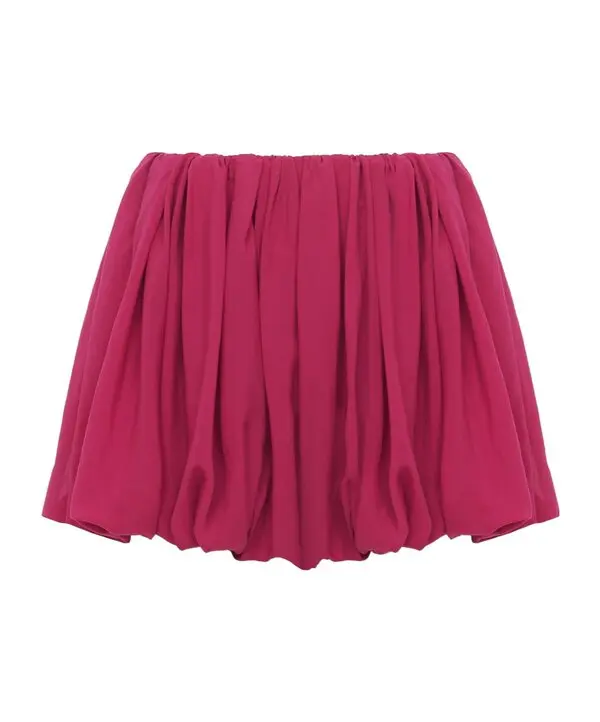 Chloé Silk Charmeuse Gathered Mini Bloomer Shorts - Divine Red