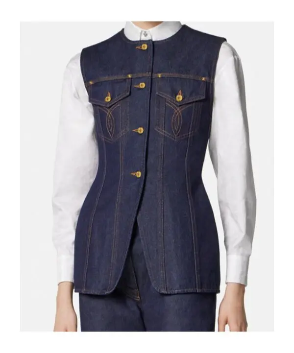 Versace Button-up Denim Gilet