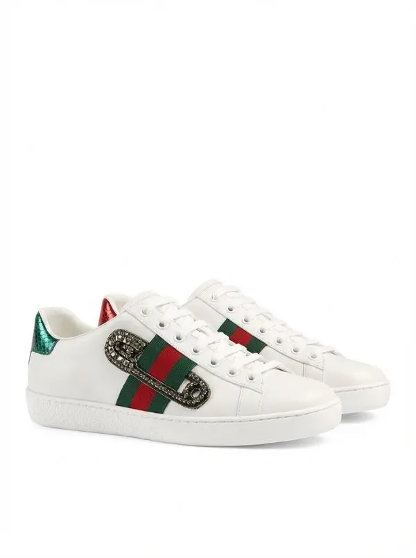 Gucci Embellished Safety Pin Sneakers