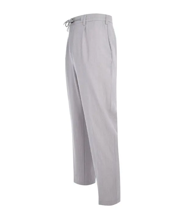 Eleventy Drawstring Tapered Trousers With Belt Buckle Detail - Gray