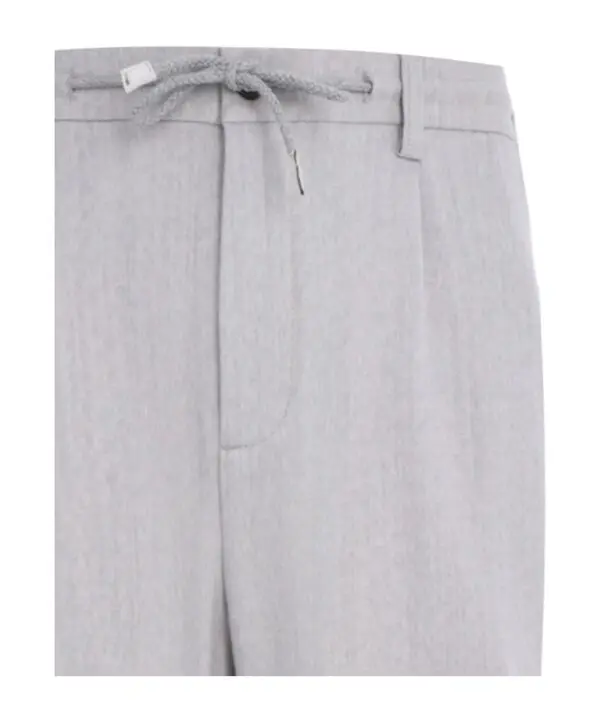 Eleventy Drawstring Tapered Trousers With Belt Buckle Detail - Gray