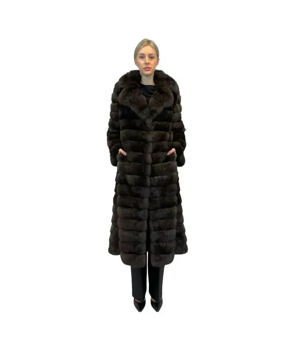 LISKA Long-sleeved Fur Coat - Black