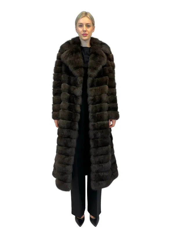 LISKA Long-sleeved Fur Coat - Black