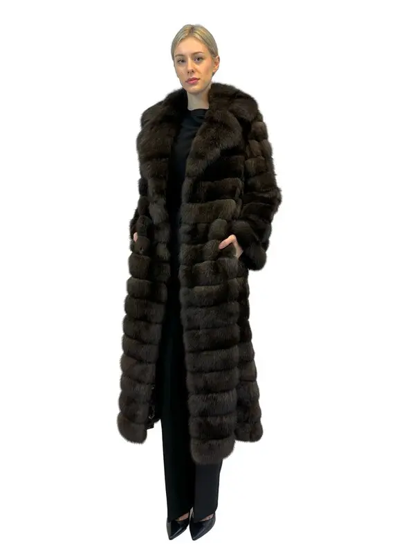 LISKA Long-sleeved Fur Coat - Black