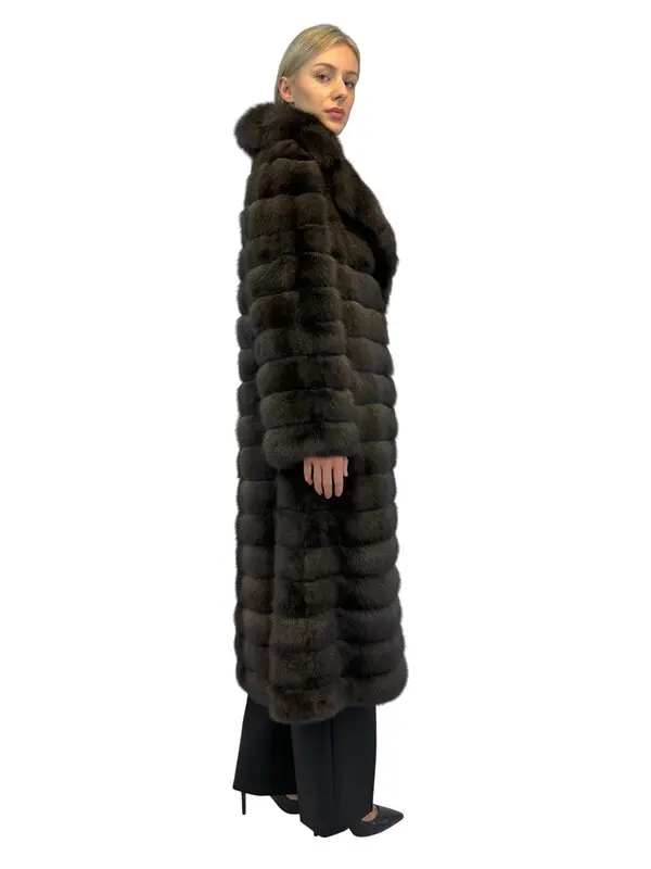 LISKA Long-sleeved Fur Coat - Black