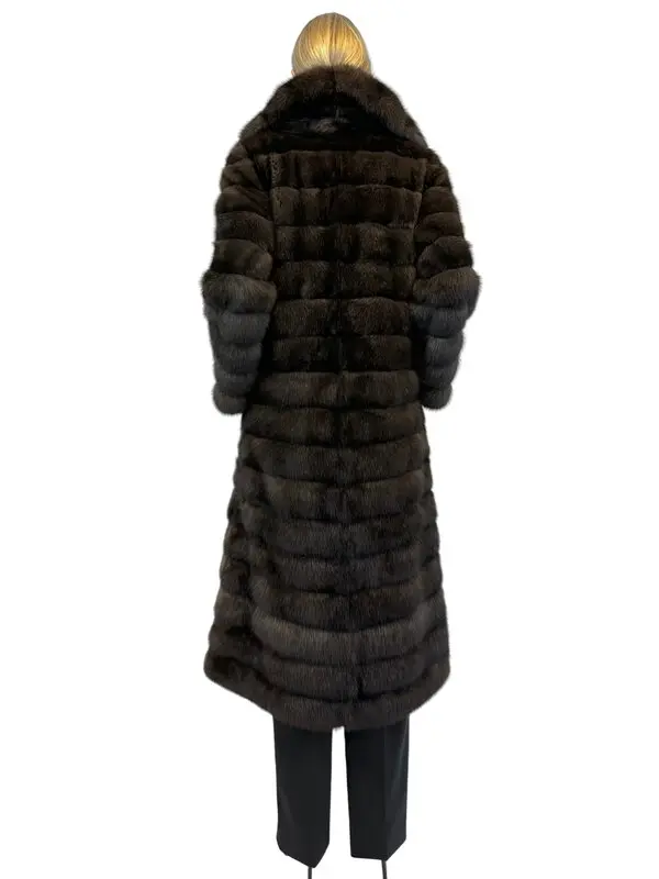 LISKA Long-sleeved Fur Coat - Black