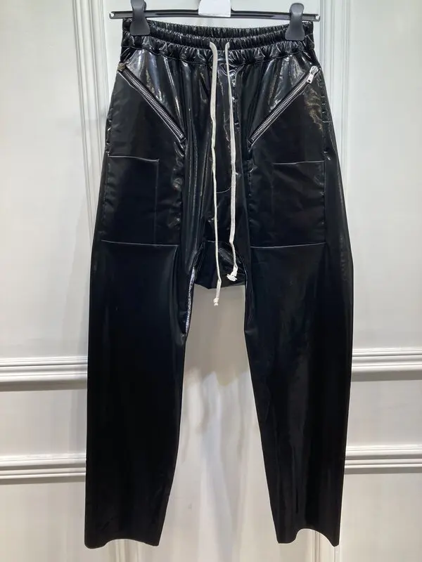 Rick Owens Glossy Finish Drop-crotch Trousers