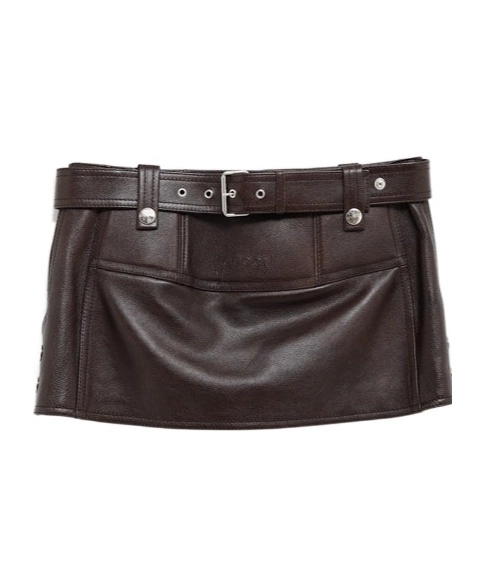 Gucci Leather Mini Skirt With Belt - Black