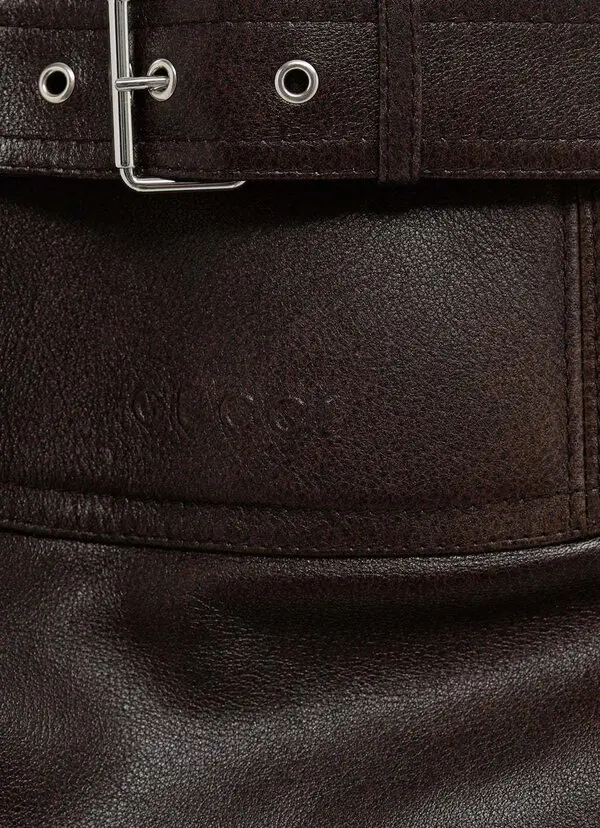 Gucci Leather Mini Skirt With Belt