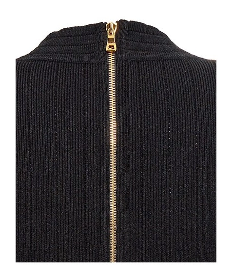 Balmain Button Embellished Knitted Dress - Black
