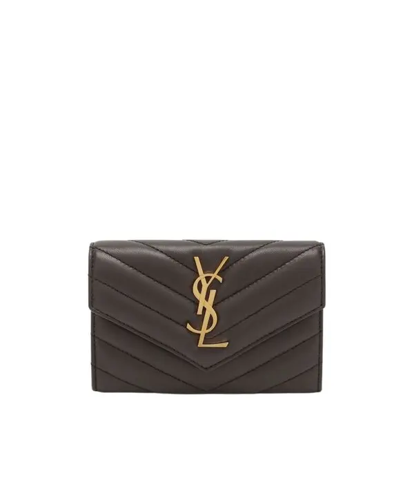 Saint Laurent Cassandre Matelassé Small Envelope Wallet - Black