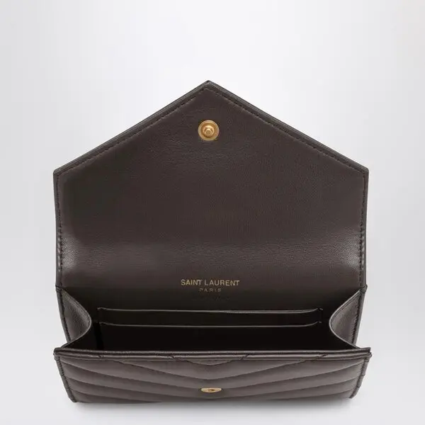 Saint Laurent Cassandre Matelassé Small Envelope Wallet - Black