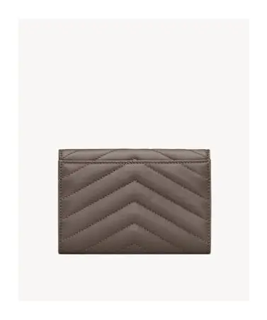 Saint Laurent Cassandre Matelassé Small Envelope Wallet - Gray