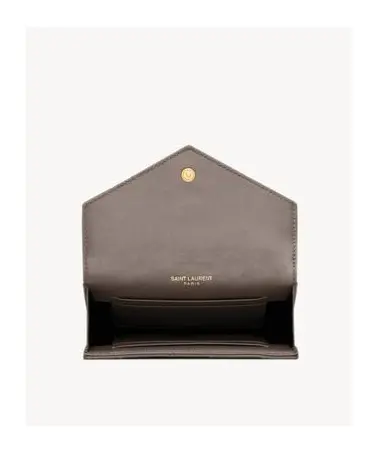 Saint Laurent Cassandre Matelassé Small Envelope Wallet - Gray