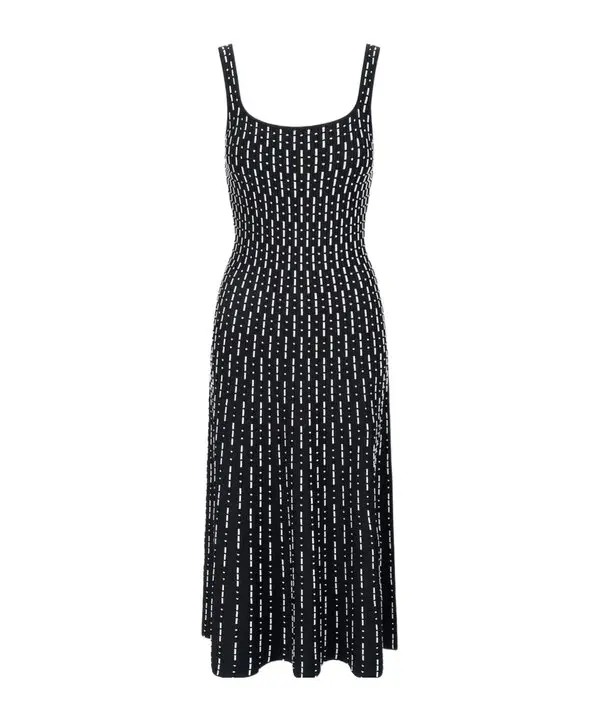 Staud Ellison Square Neck Knit Dress - Black