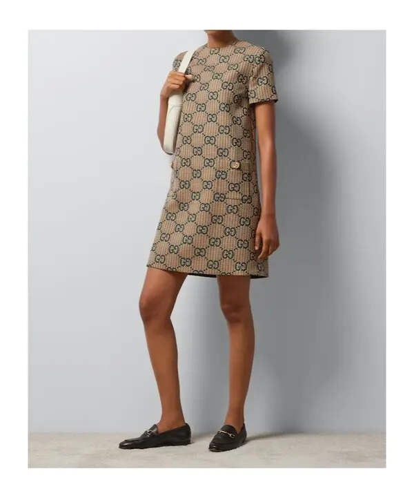 Gucci Gg Striped Crewneck Dress