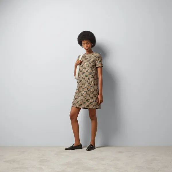 Gucci Gg Striped Crewneck Dress