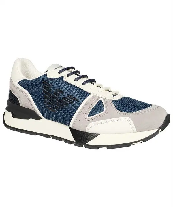 Emporio Armani Suede Calfskin Logo-print Low-top Sneakers