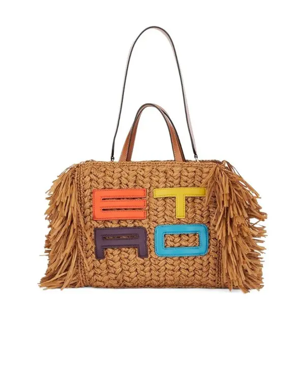 Etro Logo Patch Fringed Edge Tote Bag