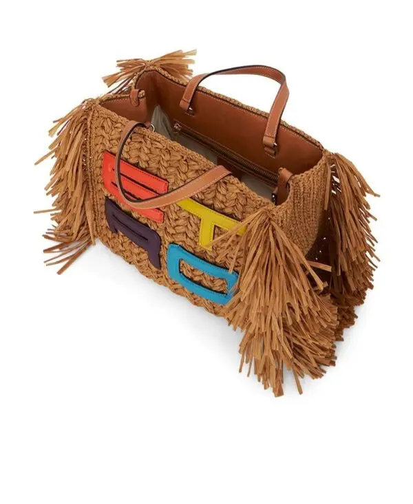 Etro Logo Patch Fringed Edge Tote Bag