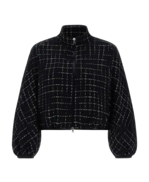 Herno Grid-patterned Cropped Zip Jacket