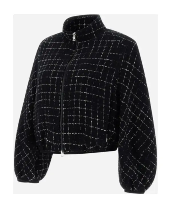 Herno Grid-patterned Cropped Zip Jacket