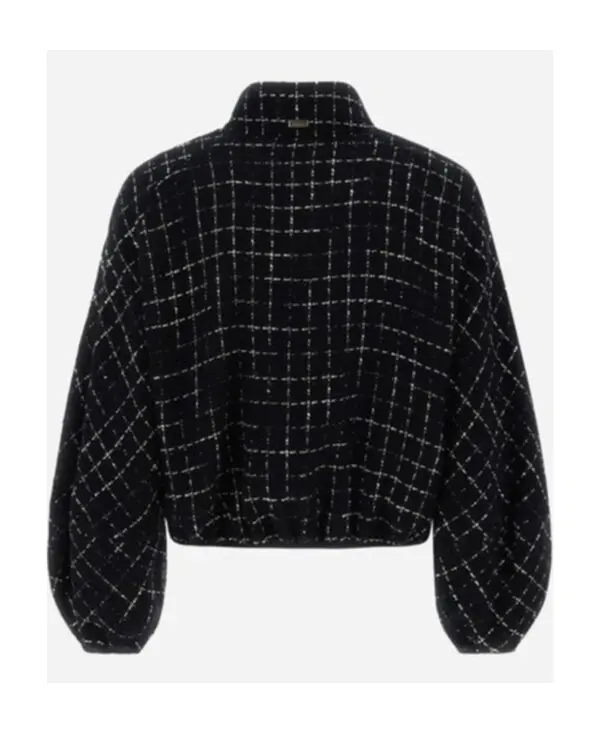 Herno Grid-patterned Cropped Zip Jacket