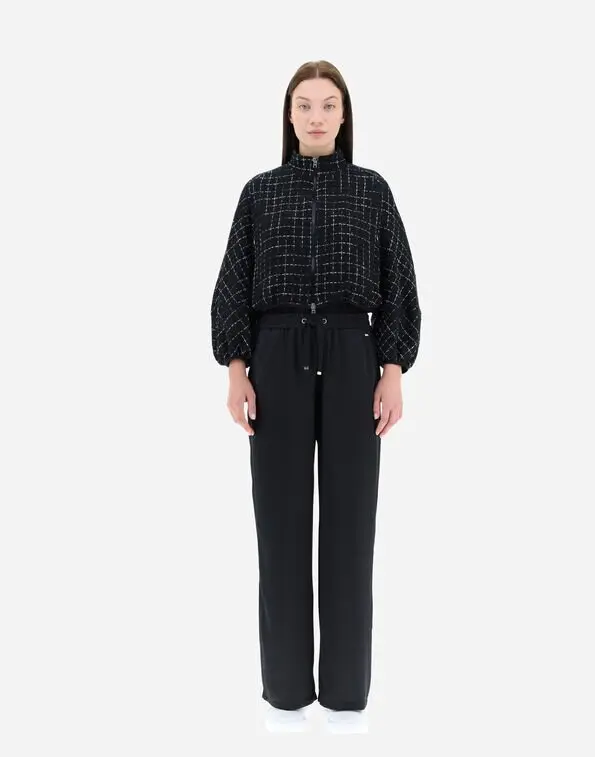Herno Grid-patterned Cropped Zip Jacket