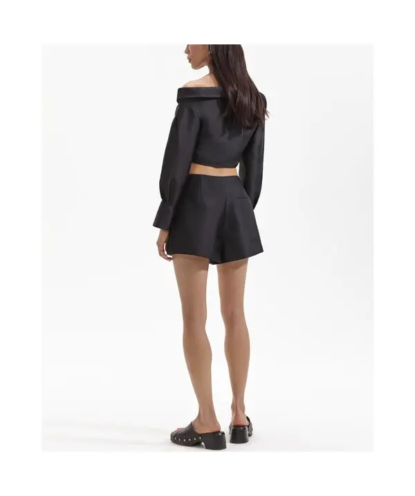 SELF-PORTRAIT Asymmetrical Crepe Mini Shorts