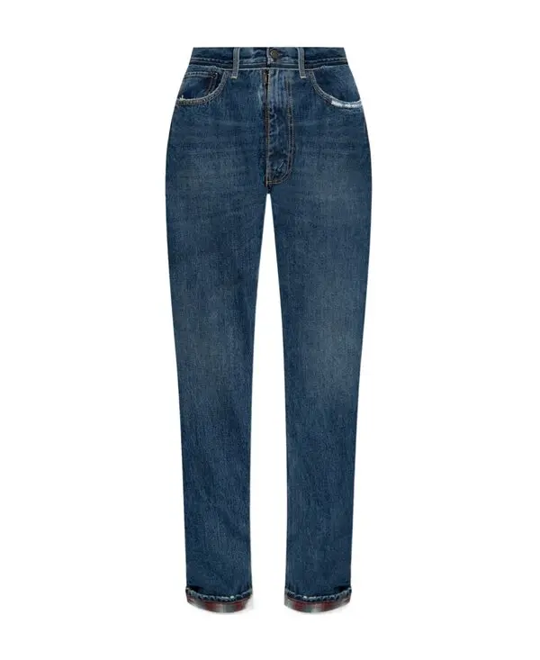 MAISON MARGIELA Vintage Checkered Detailed Jeans - Blue