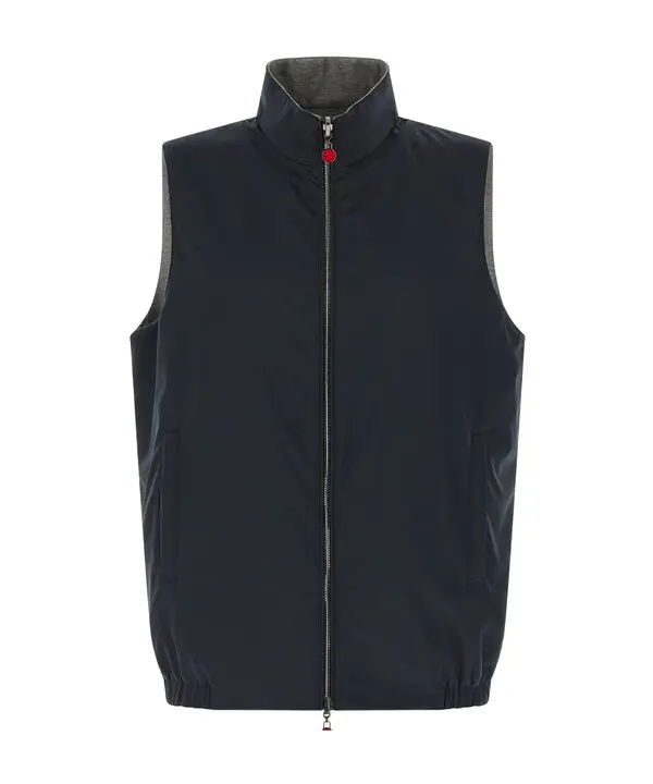 Kiton Reversible High Neck Vest - Blue