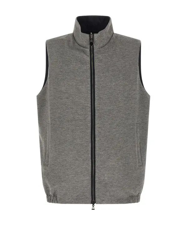 Kiton Reversible High Neck Vest - Blue