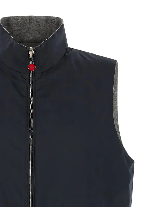 Kiton Reversible High Neck Vest - Blue