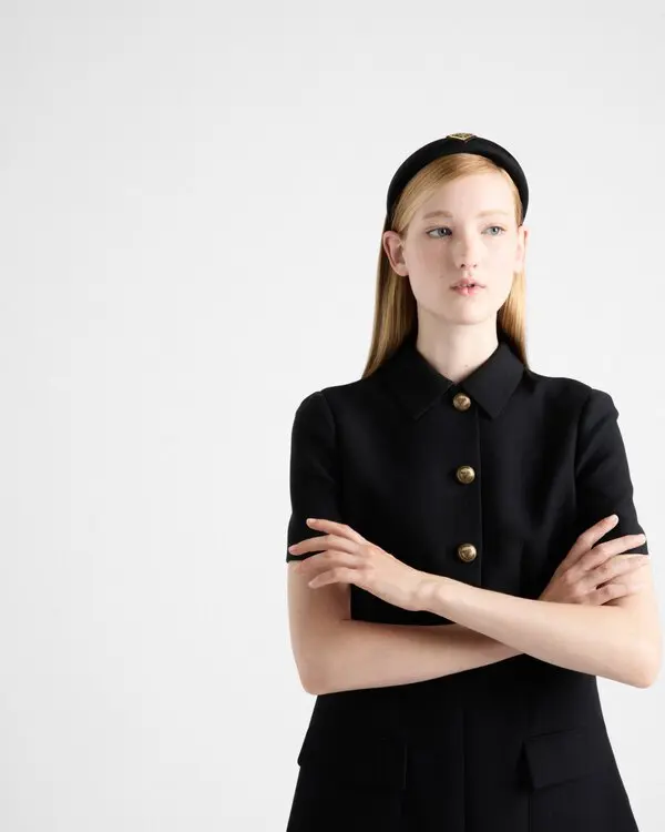 Prada Re-nylon Padded Headband With Enamel Logo - Black
