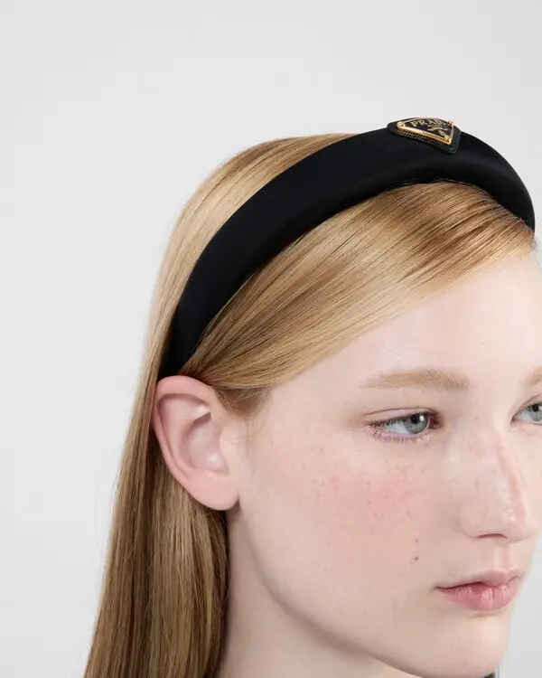Prada Re-nylon Padded Headband With Enamel Logo - Black