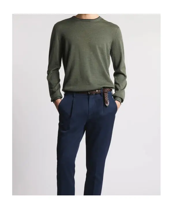 FAY Crewneck Jumper With Elbow Patches - Green