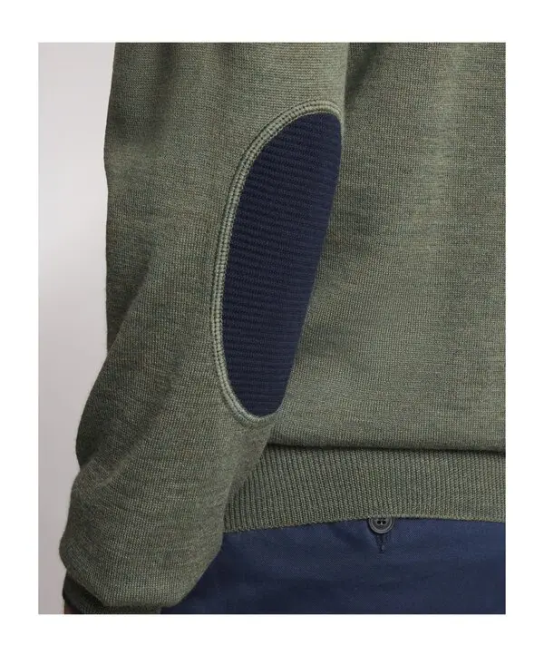 FAY Crewneck Jumper With Elbow Patches - Green