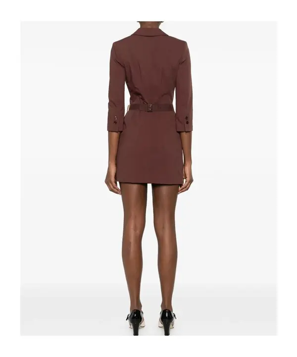 Elisabetta Franchi Belted Lapel Dress - Cacao