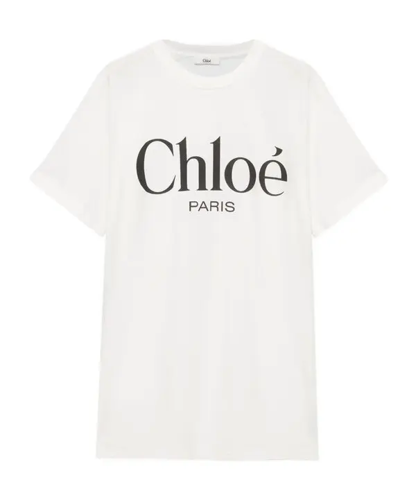 Chloé Logo Printed Oversized T-shirt - White