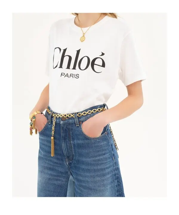 Chloé Logo Printed Oversized T-shirt - White