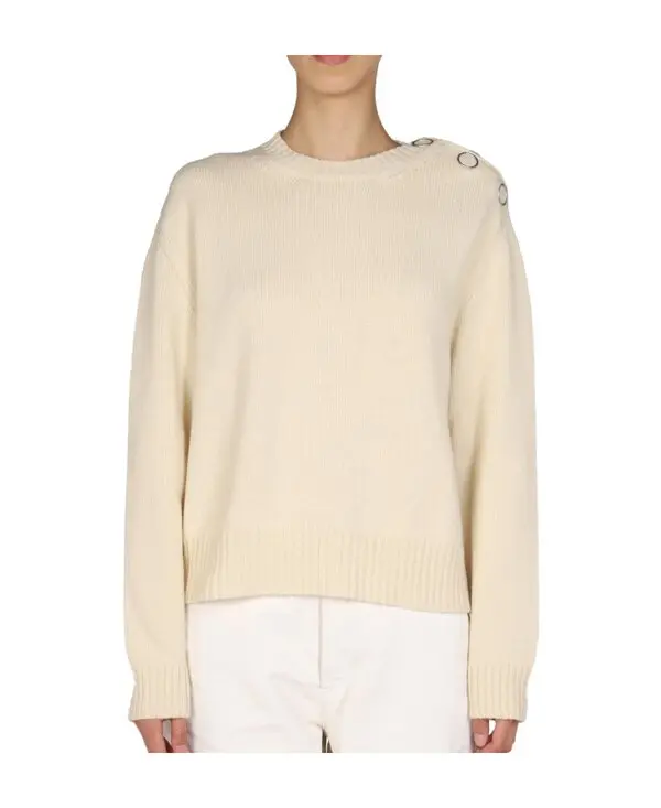 JIL SANDER Button Detailed Crewneck Knit Jumper - No