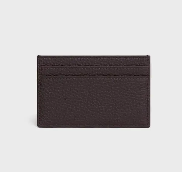 Celine Medium Card Holder In Grained Calfskin - Black