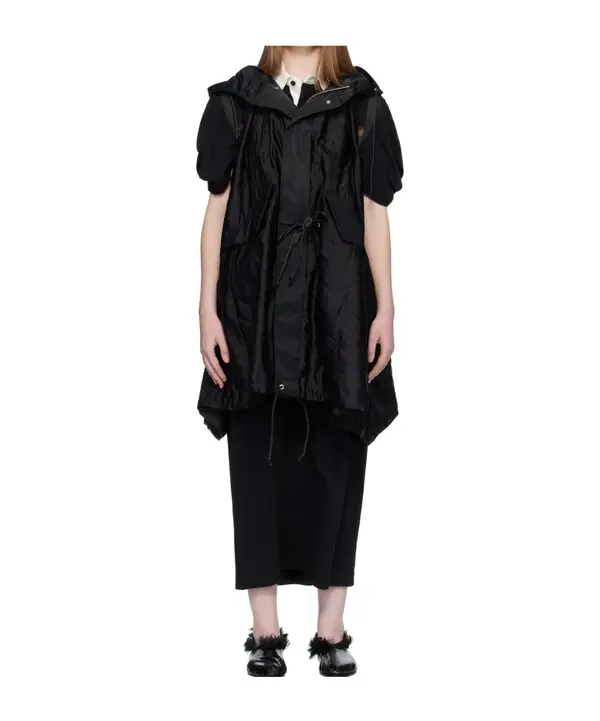 Sacai Quilted Hooded Vest - Black